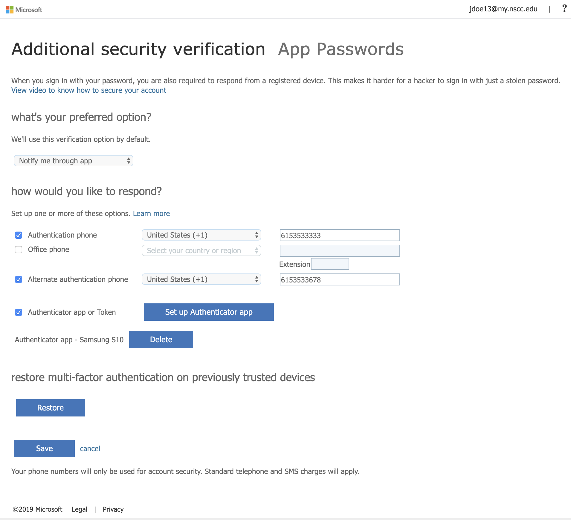 Add/Change Verification Methods – Service Desk | Nashville State ...