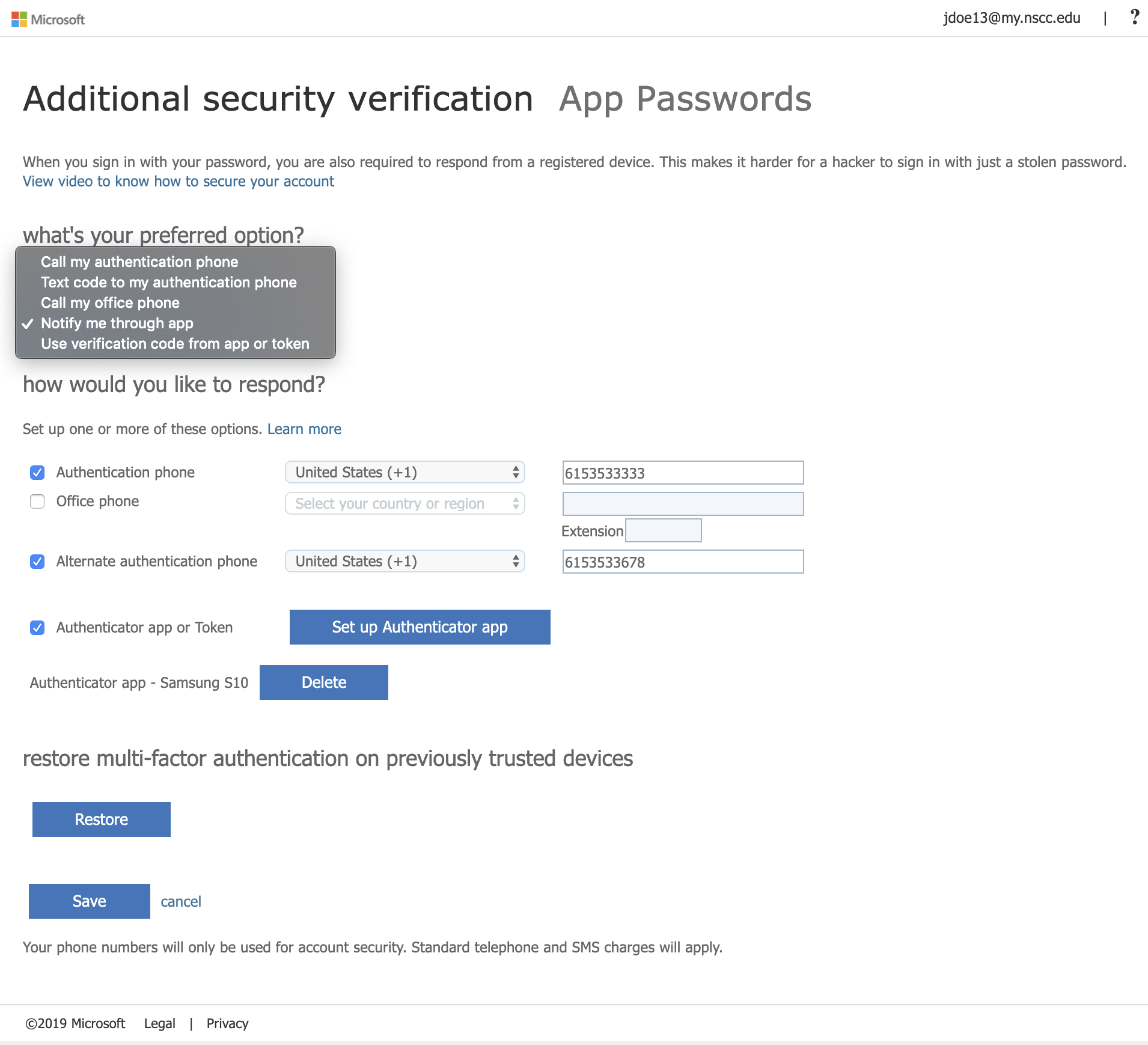 Add/Change Verification Methods – Service Desk | Nashville State ...